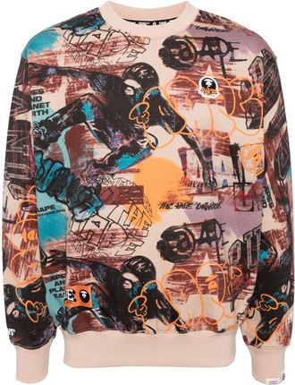 Aape By A Bathing Ape Hoodie mit Moonface-Print - Nude