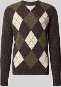 Fynch-Hatton Regular Fit Strickpullover mit Karomuster