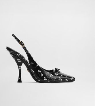 Dolce & Gabbana Slingback-pumps Aus Kalbsleder Mit Blumenprint - Frau Collection Mehrfarbig 39.5