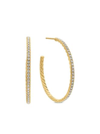 David Yurman 18kt Gelbgoldcreolen mit Diamantenpave 38mm