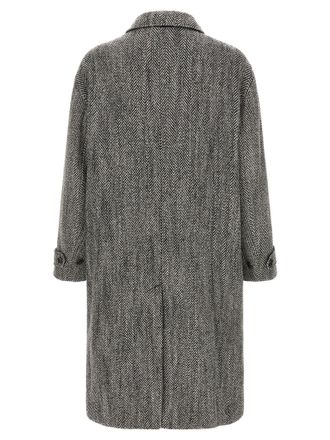 Dolce & Gabbana Herringbone Virgin Wool Coat - Gray