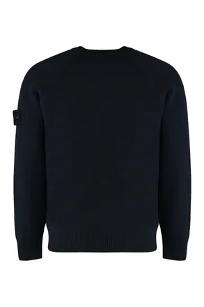 Stone Island Mens Cashmere Crew Neck Sweater Blue Sweatshirts