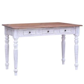 vidaXL Vidaxl - Bureau droit avec 3 tiroirs en bois massif dacajou - Dimensions 117x57x75cm - Style vintage et rangement pratique