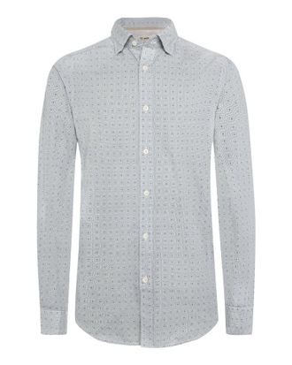 Fil Noir Gemustertes Baumwollhemd mit Button Down-Kragen in