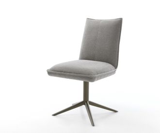 DELIFE Drehstuhl Lelio-Flex Strukturstoff Soft Grau Fu&szlig;kreuz Effektfinish Titan 360&deg; drehbar Wippfunktion Taschenfederkern, Esszimmerst&uuml;hle