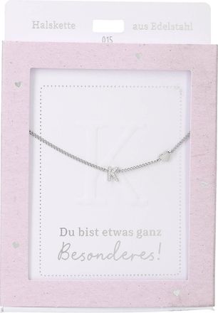 Depesche 13895.15 Halskette mit Buchstabe K und Herz, versilbert, variabel in der Länge tragbar (42 cm + 5 cm), als Geschenk oder kleine Aufmerksamkeit