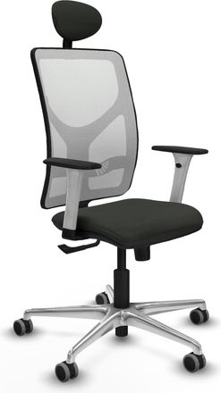 Piqueras y Crespo Gepolsterter Stuhl, schwarz, mit wei&szlig;en und schwarzen Armlehnen, h&ouml;henverstellbare Lendenwirbelst&uuml;tze und festes Kopfteil, ausgestattet mit 3 Position