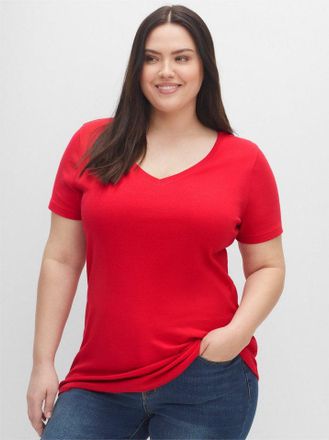 Sheego T-Shirt T-Shirt Kurzarm (2-tlg) im Doppelpack, mit V-Ausschnitt