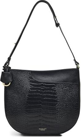 Radley London London London Pockets Faux Croc - Sac &agrave; bandouli&egrave;re en cuir pour femme - Grand sac &agrave; main - Sac &agrave; main &agrave; bandouli&egrave;re pour femme, noir