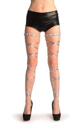 Liss Kiss Silver Metallic Leg Wrap With Elasticated Top - Argenté Jambières (Guêtres) Taille Unique (34-42)
