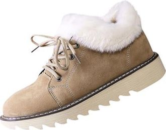 Generic Bottes dhiver pour femme avec doublure en fausse fourrure - Confortables - Semelle &eacute;paisse - Antid&eacute;rapantes - &Eacute;l&eacute;gantes - Chaudes - &Agrave; lacets - Chaussu