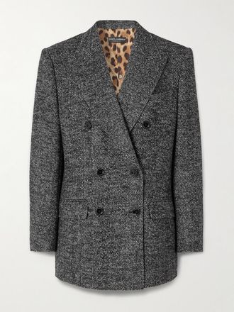 Dolce & Gabbana Doppelreihiger Blazer Aus Einer Wollmischung Mit Fischgratmuster - Grau