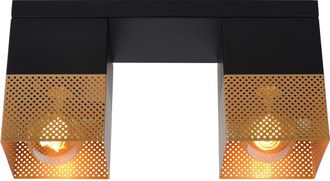 Lucide Lucide RENATE - Deckenleuchte - 2xE27 - Schwarz, Schwarz, Mattes Gold/Messing