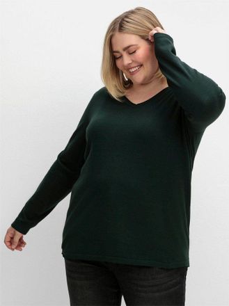 Sheego Strickpullover V-Ausschnitt-Pullover Langarm in flauschig weicher Qualit&auml;t