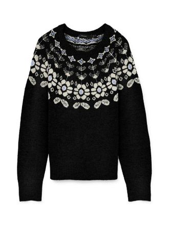 Vero Moda Strickpullover VMSIMONE LS NORDIC PULLOVER GA REP BOO Materialmix mit Stretch und Wolle, regular fit