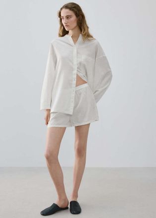 Mango Short de pyjama &agrave; rayures blanc - Femme - S - MANGO