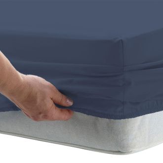 Pizuna Spannbettlaken 140x200 cm-150x200 cm Baumwolle Dunkel Blau, 1000 Fadenzahl aus 100% langstapeliger Baumwolle in Satinbindung Dickes Spannbettlaken mit