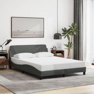 vidaXL Cadre de lit avec t&ecirc;te de lit Gris fonc&eacute; 140x190 cm Tissu