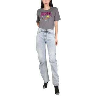 Philosophy di Lorenzo Serafini Femme, Tops, Gris, Taille: 42 FR T-Shirt en coton avec imprim&eacute; graphique