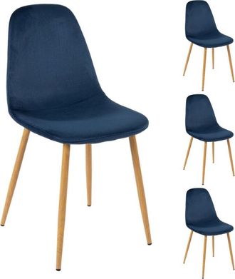 M&S Collection M&s - Lot de 4 chaises 50x44x86 cm en velours bleu et naturel - velvet