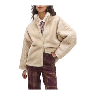 Lola Casademunt Manteau court en fausse fourrure tress&eacute;e - Femme - Vestes - Beige - Taille: 40 FR