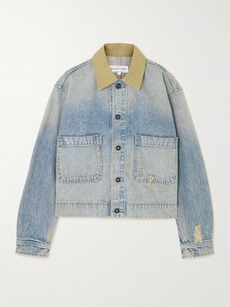 Slvrlake Denim Thompson Jacke Aus Denim In Distressed-optik Mit Canvas-besatz - Blau