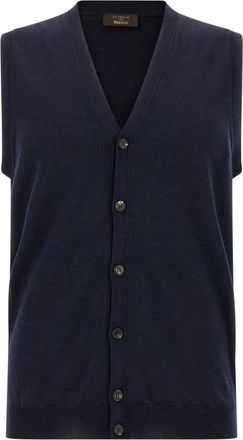 Zanone cardigan sans manches à col v - Bleu