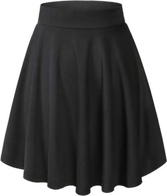 Dresstells Jupe Mini Courte évasée en Polyester, Black-Midi 2XL