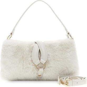 Caf&egrave;noir Sac Bandouli&egrave;re En Fausse Fourrure Avec Anneau, Pour Femme, Couleur Blanc, Taille Taille Unique