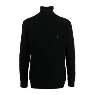 Polo Ralph Lauren Schwarzer Rippstrickpullover mit Rollkragen - - Knitwear - Herren - Schwarzk - L