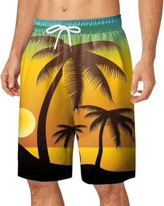 Generic Short de bain d&eacute;t&eacute; pour homme - Paysage d&eacute;t&eacute; insolite - Impression num&eacute;rique avec taille &eacute;lastique - Style d&eacute;contract&eacute; - Tendance - Short de plage - V