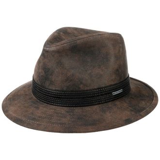 Stetson Jacky Pigskin Traveller Lederhut Unifarben Leder Baumwollfutter Ganzj&auml;hrig Herren braun XXL (62-63 cm)