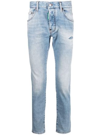 Dsquared2 jean slim &agrave; effet d&eacute;lav&eacute; - Bleu