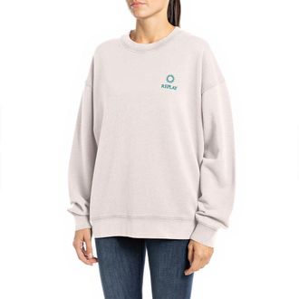 Replay Damen Sweatshirt mit Logo, Rosa (Powder Pink 565), M