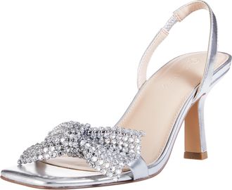 The Drop Womens Slingback-Sandalette Kate mit Schleife, Silber, 38