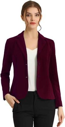 Allegra K Blazer Femme de Business à Col Revers Veste de Costume à Manches Longues Rouge violacé L