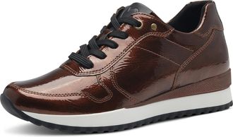 Marco Tozzi Damen Sneaker flach aus Kunstleder zum Schn&uuml;ren, Braun (Bronce Pat.Com), 39