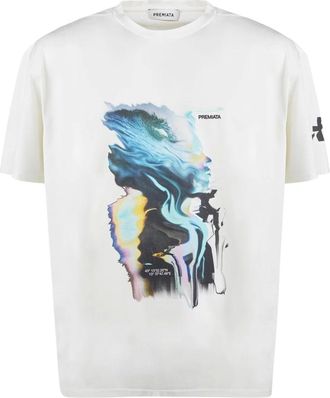 Premiata Homme, Tops, Blanc, Taille: 2XL T-shirt en coton avec imprim&eacute;