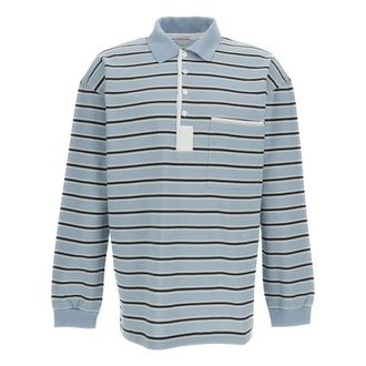 Bottega Veneta Gestreiftes Piqu&eacute;-Poloshirt - - Tops - Herren - Blau - S