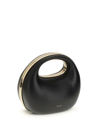 sacai Womens Rigid Handbag Black Calf Leather Bos Taurus Handbags Hand Bags