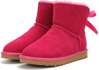 Generic QXDZSW Bottes dhiver chaudes avec noeud pour femme Taille 34-45, rose rouge, 42.5 EU