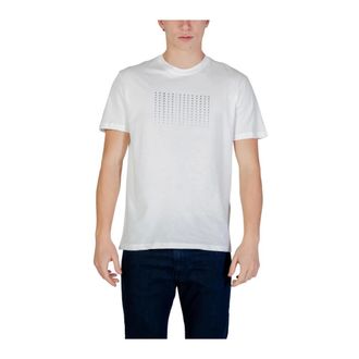 A|X Armani Exchange Homme, Tops, Blanc, Taille: XS T-Shirt en coton &agrave; manches courtes et col rond