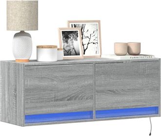 vidaXL Vidaxl - Meuble tv mural avec lumières led sonoma gris 100x31x35 cm