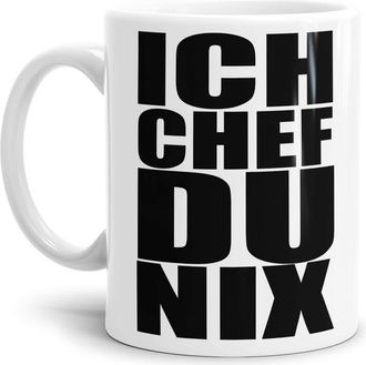 Tassendruck Chef-Tasse Ich Chef Du nix Beruf/Boss/Lustig/Spruch/Geschenk-Idee/Arbeit/Büro/Weiss