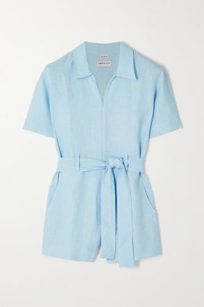 Rivet Utility + Net Sustain Influencer Playsuit Aus Leinen Mit Bindegürtel - Blau