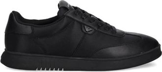 Emporio Armani Homme, Chaussures, Noir, Taille: 45 EU Leather Low-Top Baskets