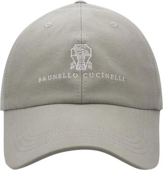 Brunello Cucinelli Homme, Accessoires, Vert, Taille: M Casquette en coton avec logo brodé