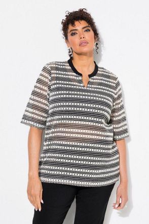 Ulla Popken Sweatshirt Shirt Strick-Streifen Rundhals Halbarm
