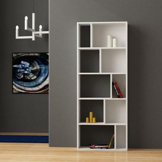 Decortie Decortie - Onda Modernes B&uuml;cherregal Display Unit Wei&szlig; Hoch 166cm - White