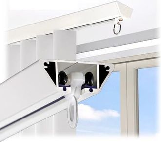 Generic Rail De Rideau Auto-adh&eacute;sif Avec Avec Roues Dent&eacute;es &Agrave; Double Axe, Rail De Rideau En Aluminium Mont&eacute;e Au Plafond Ultra-mince Rail De Rideau Sans Per&ccedil;ag